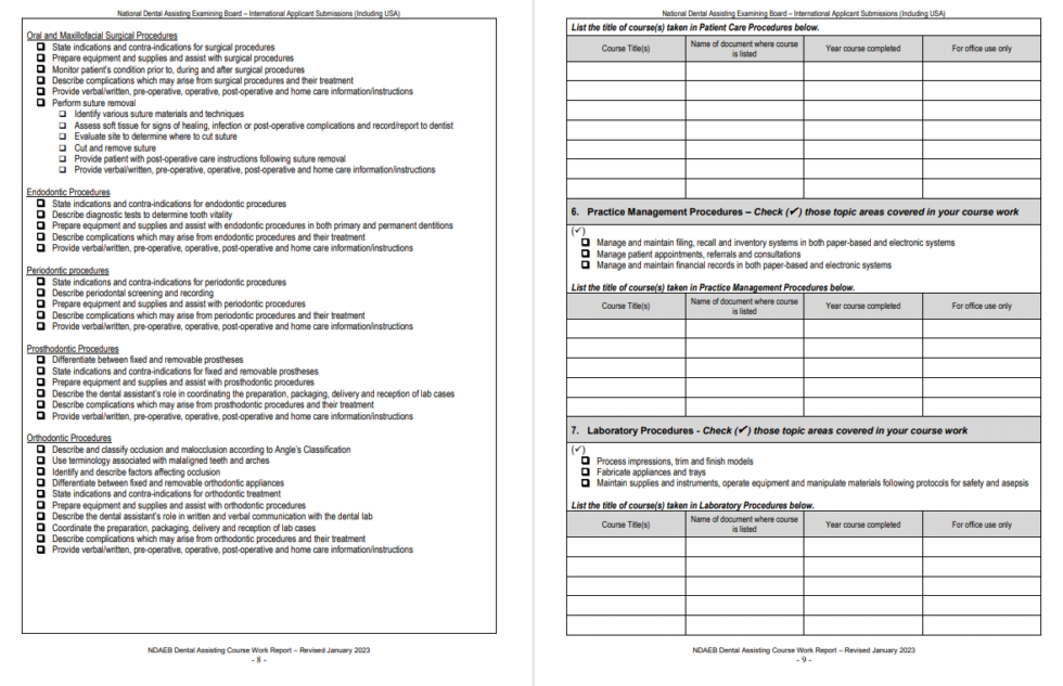 How to fill the DACWR (Dental Assistant Course Work Report)